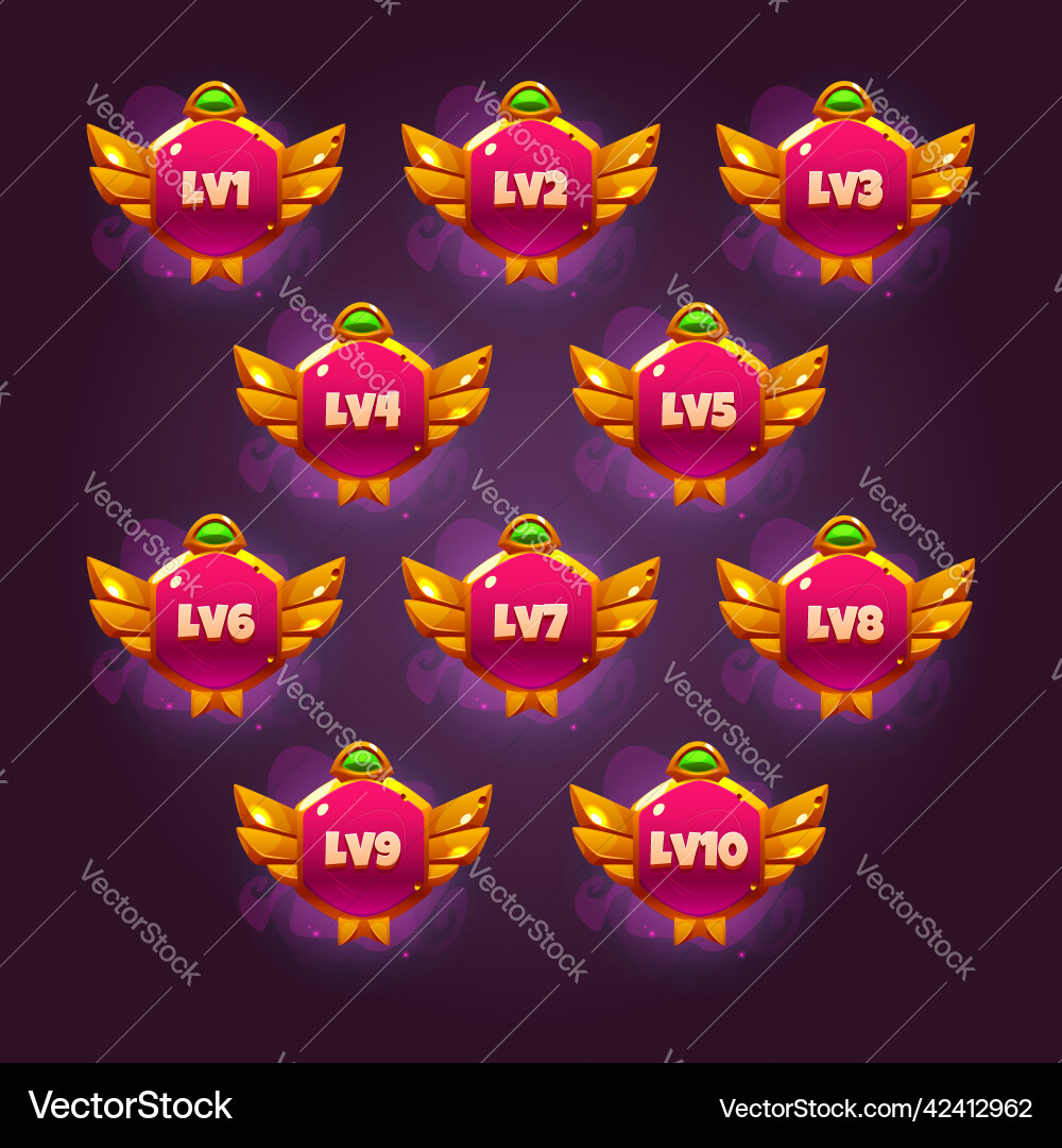 Game badges of level number Royalty Free Vector Image