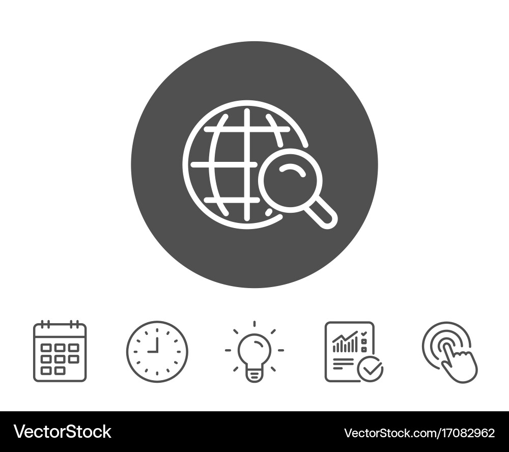 Global search line icon world sign Royalty Free Vector Image