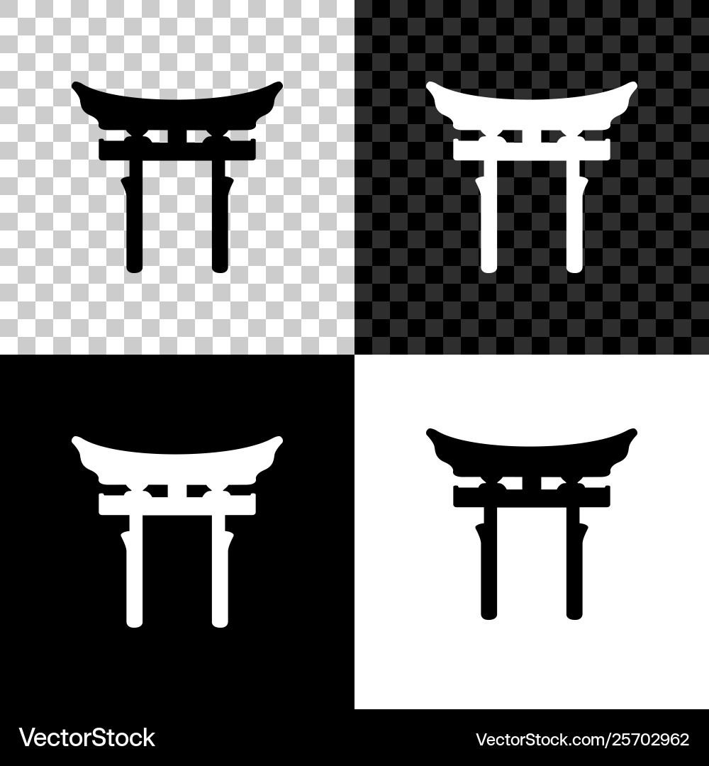 Japan gate icon isolated on black white Royalty Free Vector