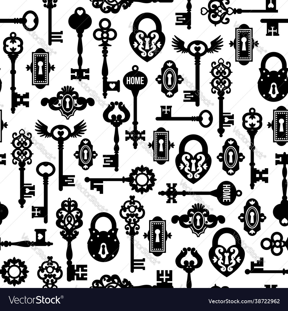 Keys and locks seamless pattern Royalty Free Vector Image