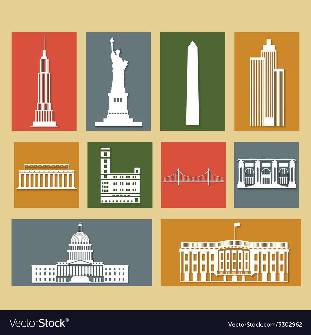 Landmarks of united states of america Royalty Free Vector