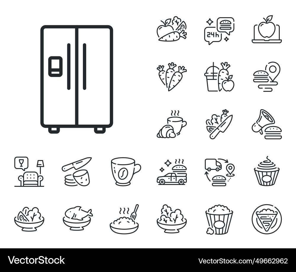 Refrigerator with ice maker line icon fridge sign Vector Image