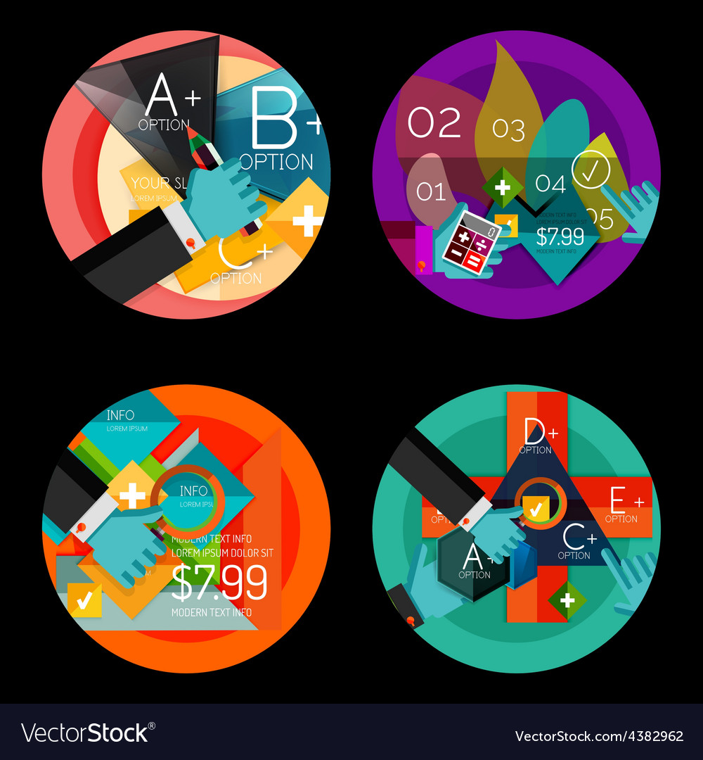 Set of flat design circle option infographics Vector Image