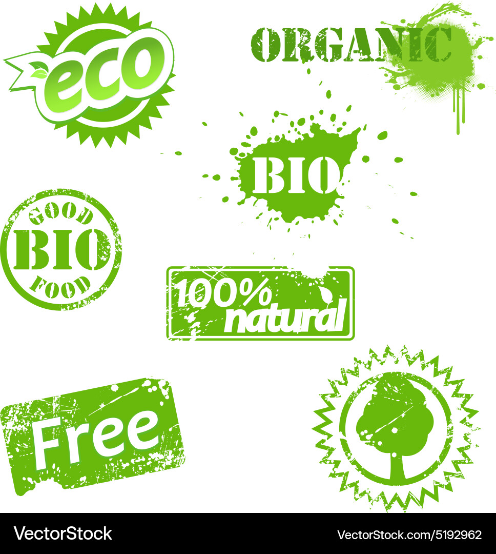 Set of used bio labels Royalty Free Vector Image