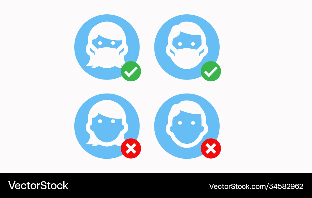 Set wear a face mask signs Royalty Free Vector Image
