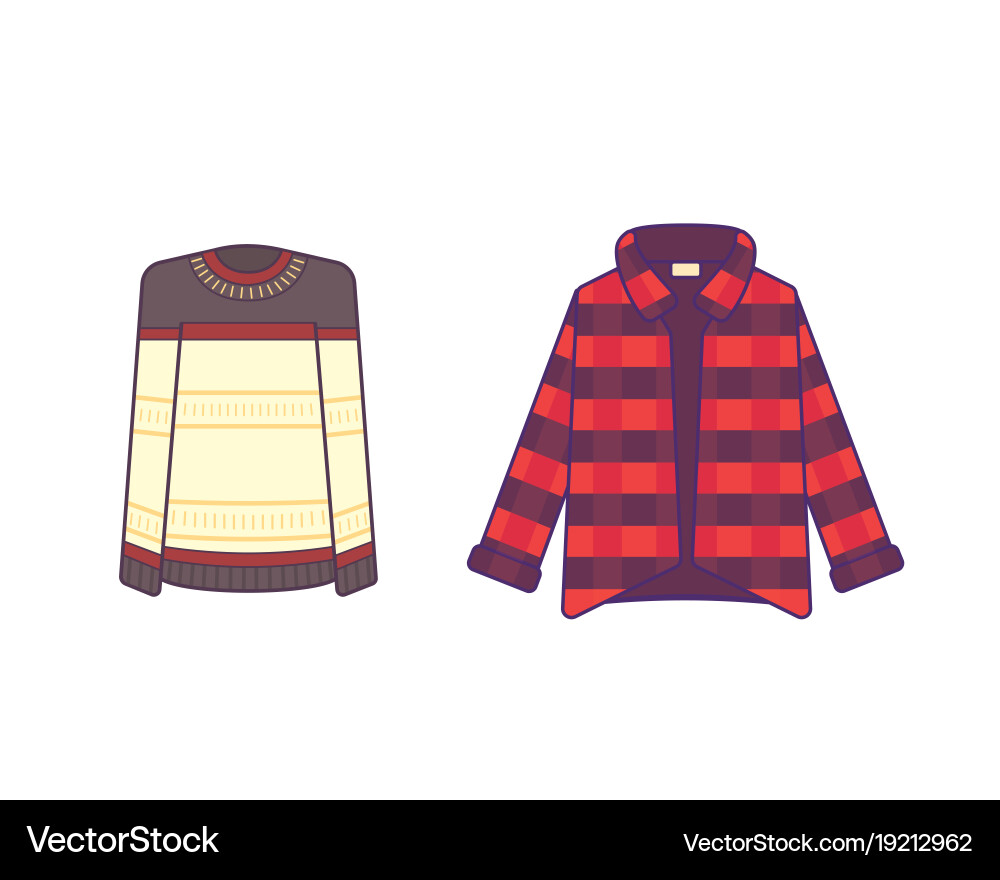 Shirt and jacket line art stylish Royalty Free Vector Image