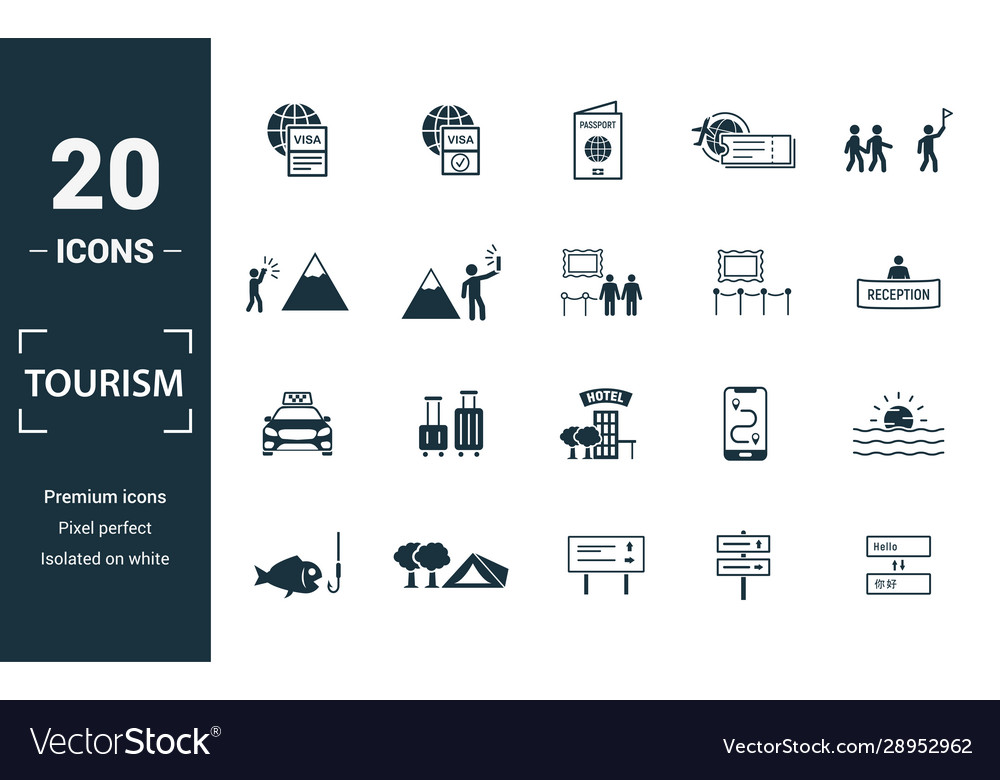 Tourism icon set include creative elements visa Vector Image