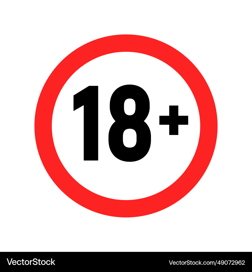 Under 18 sign warning symbol over 18 only Vector Image
