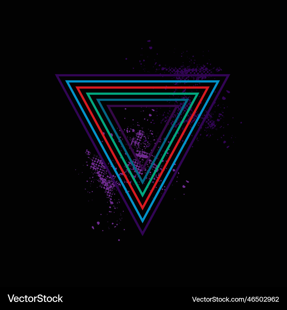 Vintage triangular sunset in the style of the 80s Vector Image