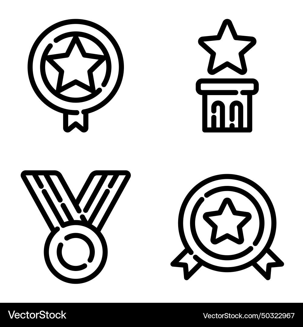 Awards and trophy flat icon set isolated on white Vector Image