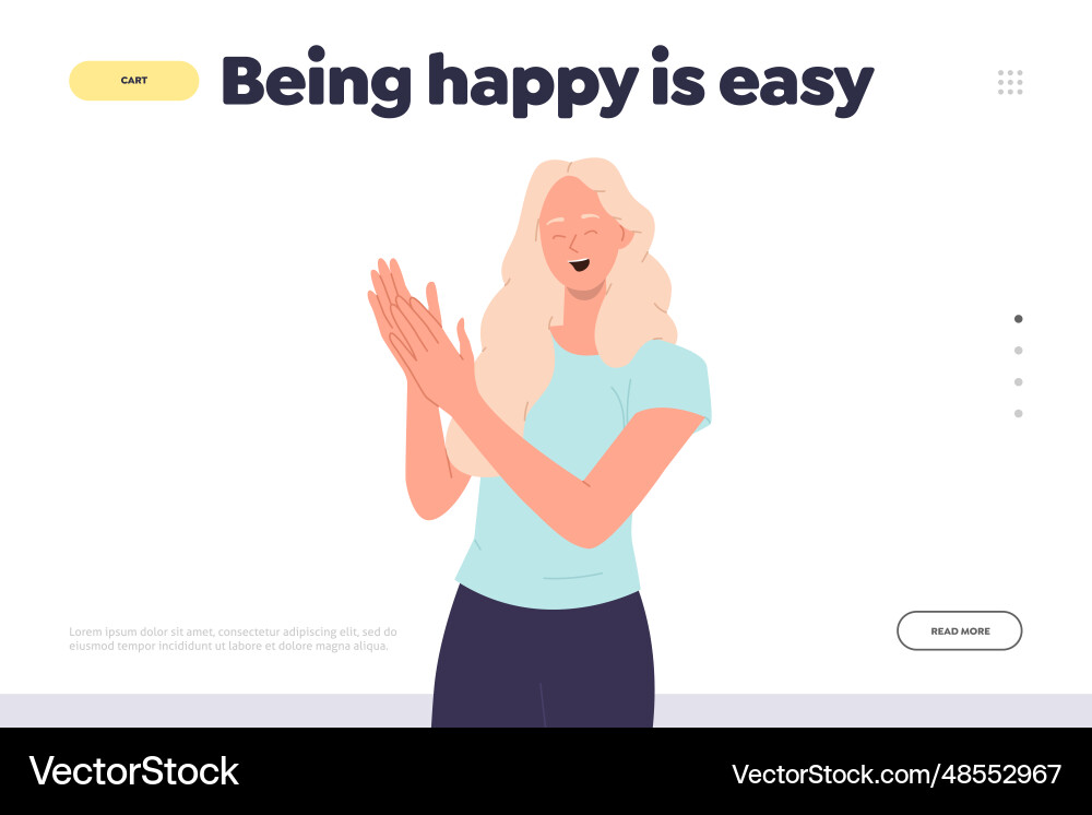 Being happy easy concept for landing page template