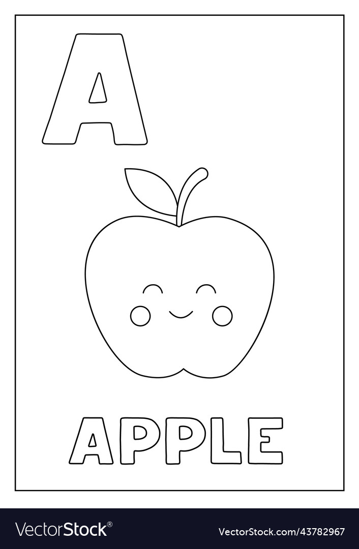 Black and white alphabet flashcard for children Vector Image