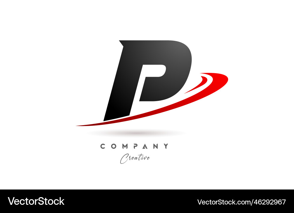 Black grey p alphabet letter logo icon design Vector Image