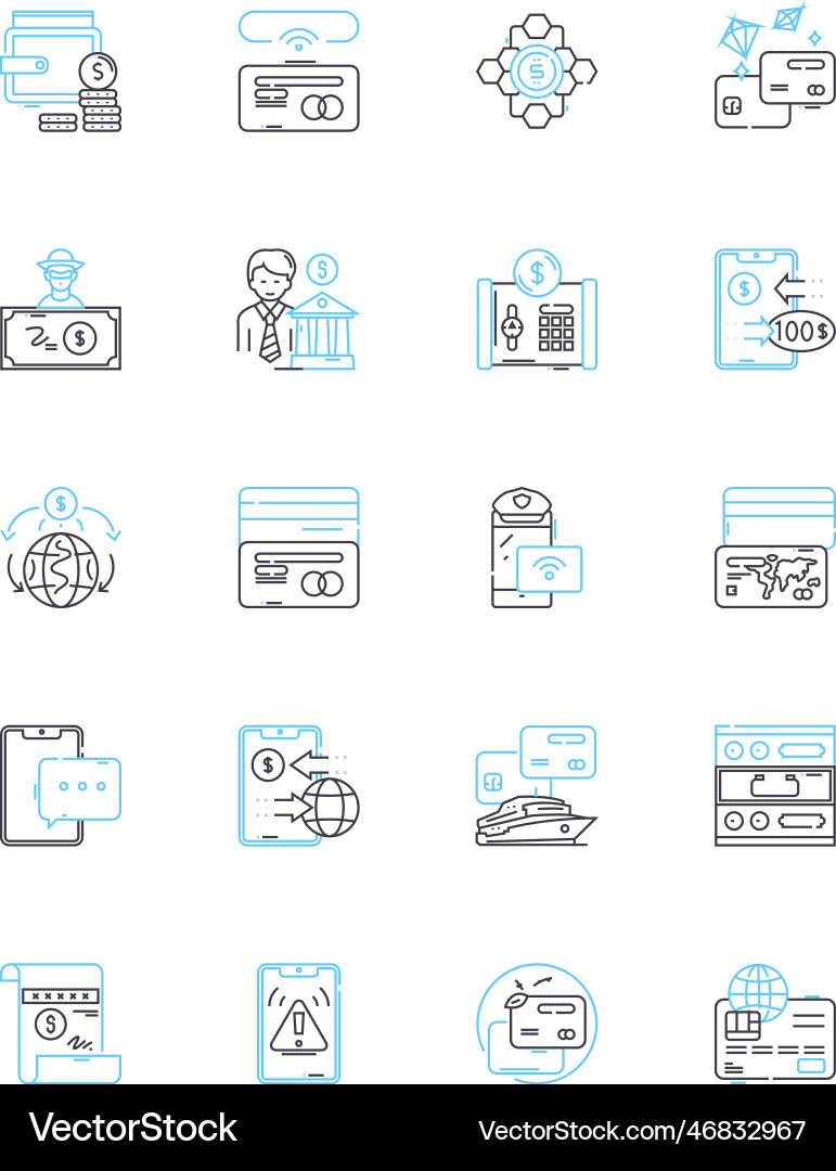 Budget responsibility linear icons set frugal Vector Image