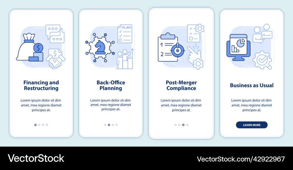 Business merger stages light blue onboarding Vector Image