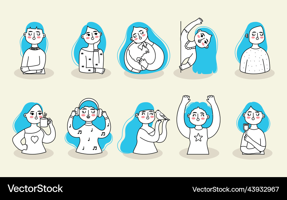 Cartoon women icon set Royalty Free Vector Image