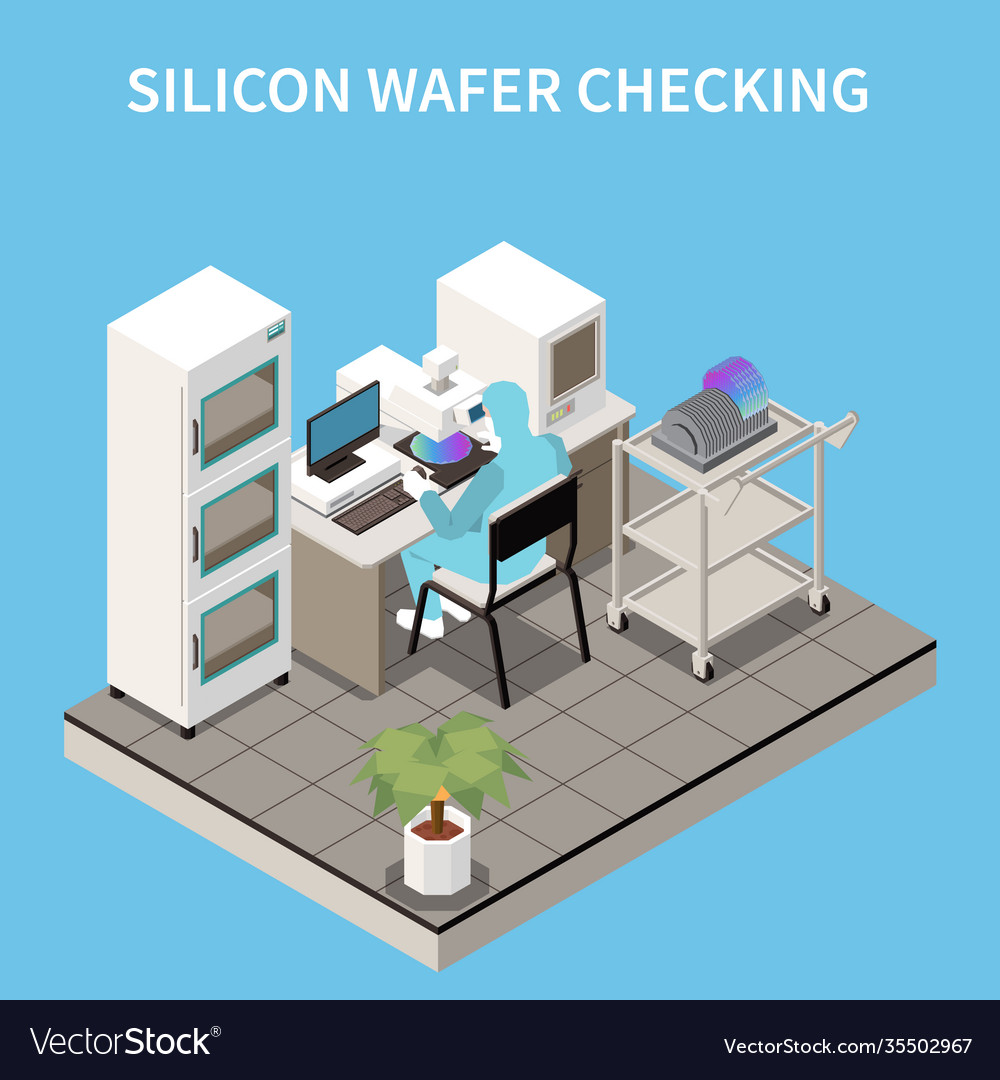 Checking silicon wafer composition Royalty Free Vector Image