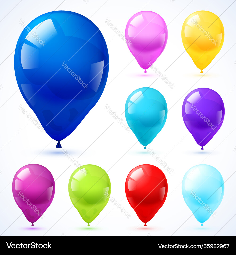 Color balloons icons set Royalty Free Vector Image