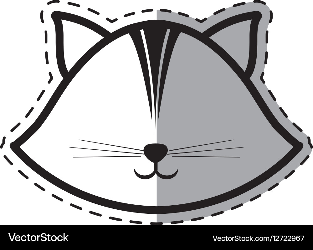 Face cat feline animal dot line shadow Royalty Free Vector