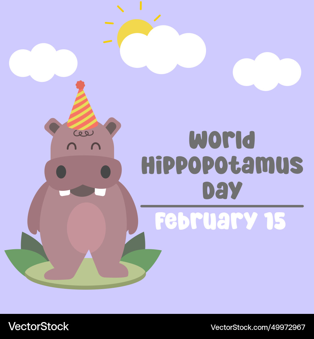 For the world hippopotamus day celebration Vector Image
