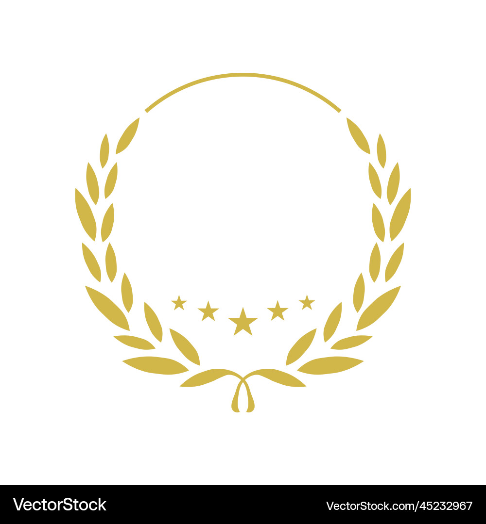 Golden laurel wreath round stamp frame design Vector Image