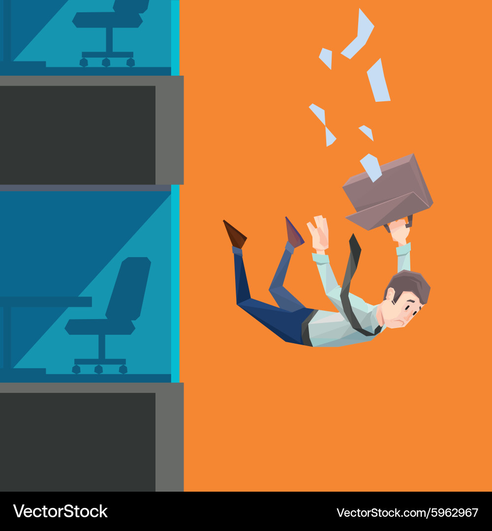 Man in office wear falls from a building Vector Image
