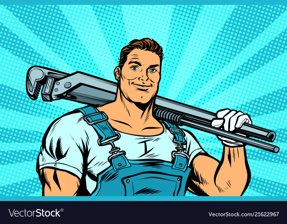 Plumber worker with adjustable wrench Royalty Free Vector Plumber worker with adjustable wrench Royalty Free Vector