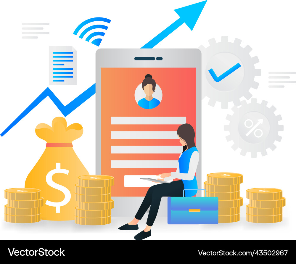 Registering at an online bank Royalty Free Vector Image