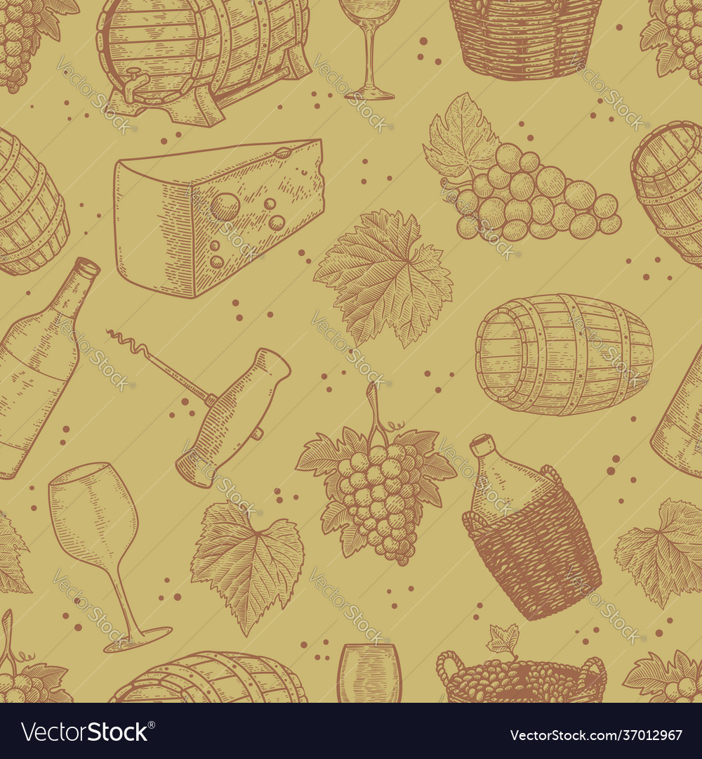 Seamless pattern with wine design elements design Vector Image