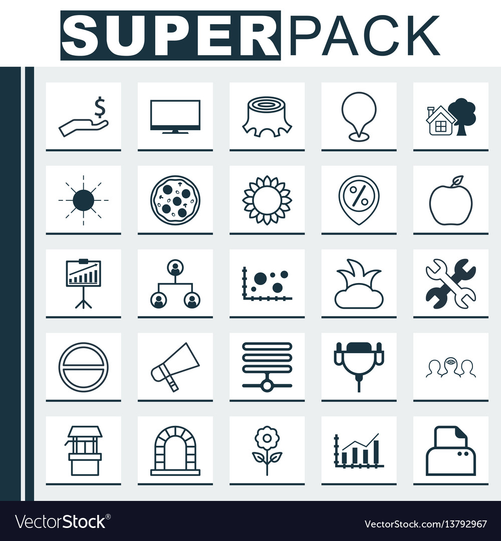 Set of 25 universal editable icons can be used Vector Image