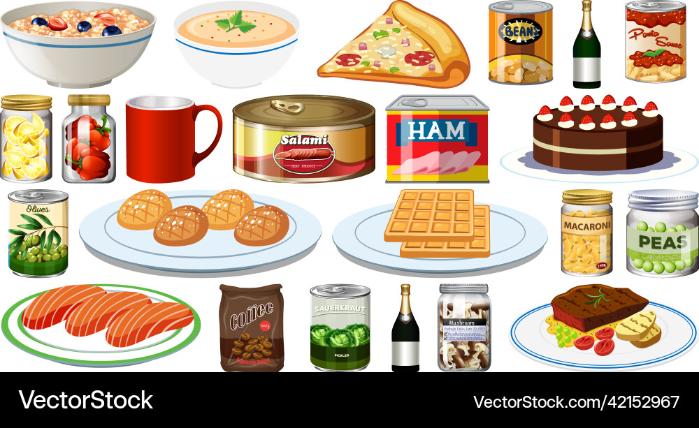 Set of different foods Royalty Free Vector Image