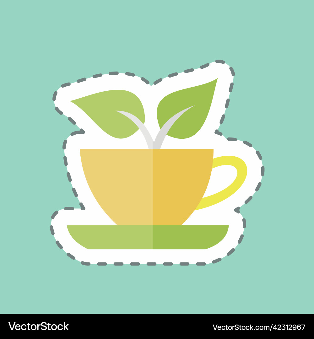 Sticker line cut green tea suitable for drink Vector Image
