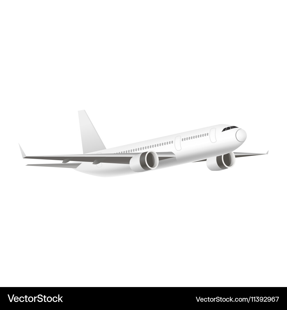White jet airplane in the air Royalty Free Vector Image