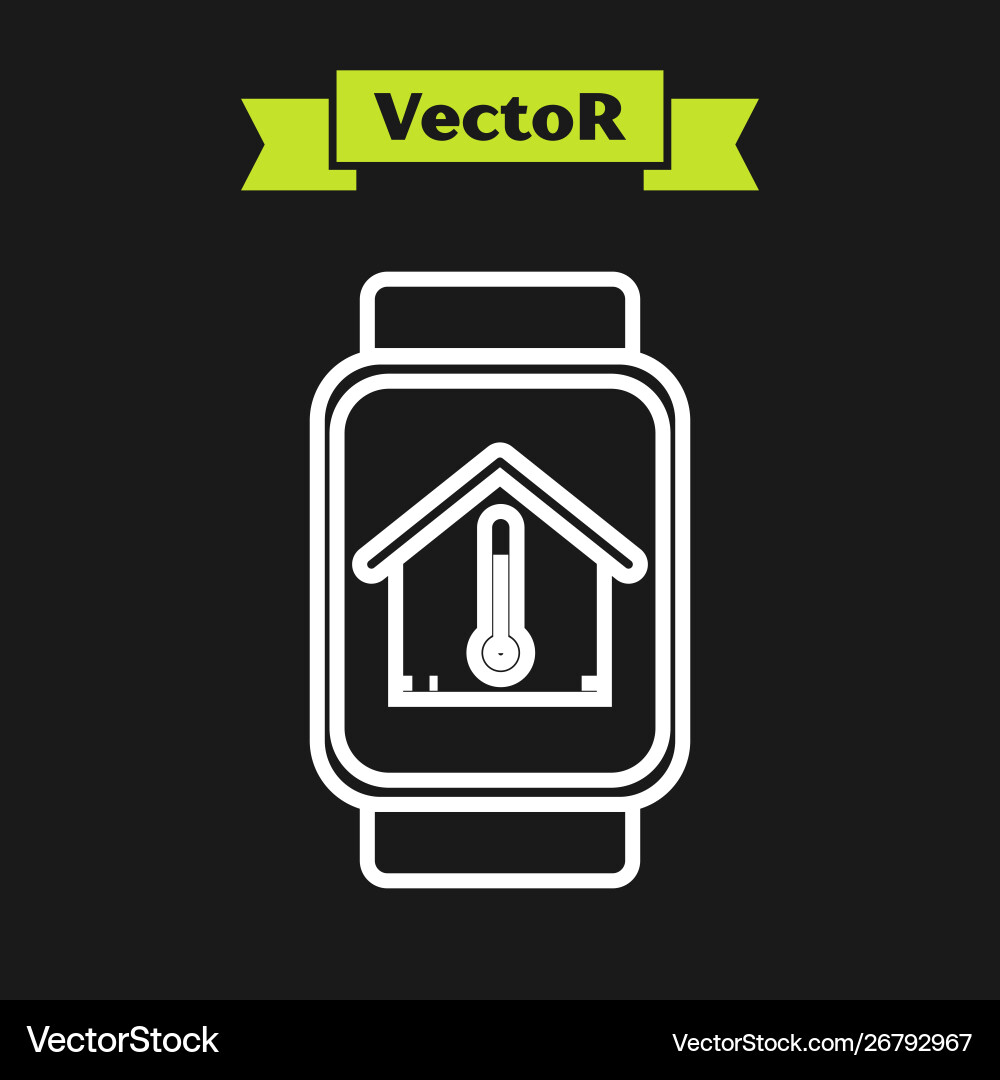 White line smart watch with house temperature icon