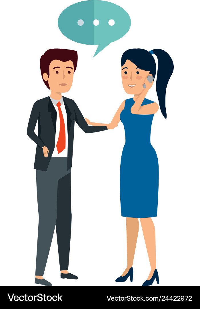 Business couple talking with smartphone Royalty Free Vector