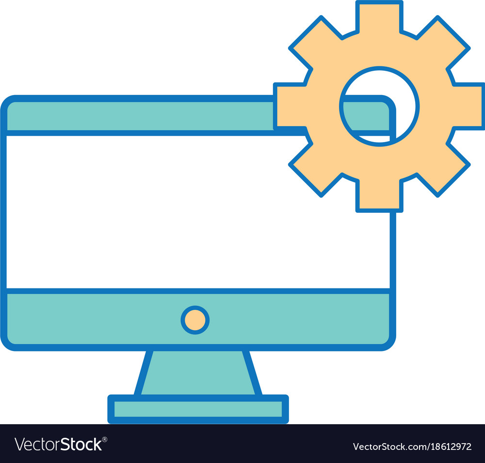 Computer and gear design Royalty Free Vector Image