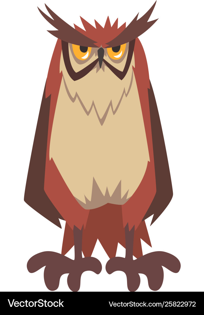 Eagle owl bird great horned owl character Vector Image