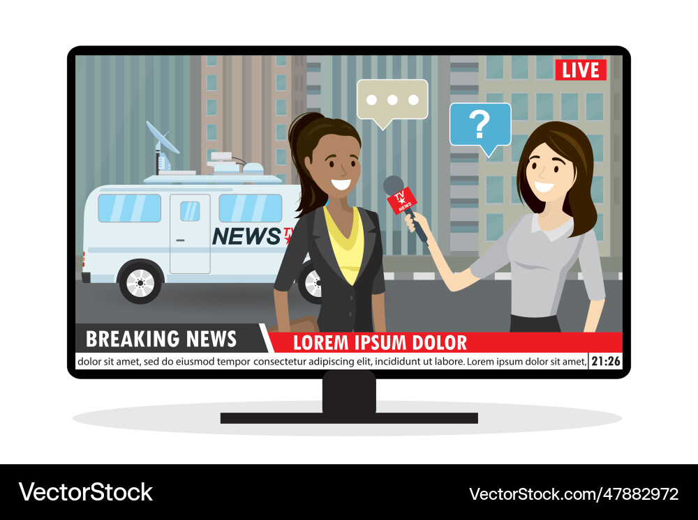 Female television reporter with microphone Vector Image
