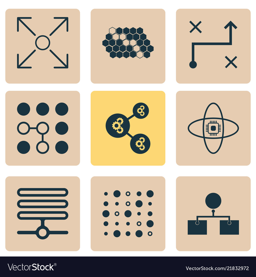 Learning icons set with database data structure Vector Image