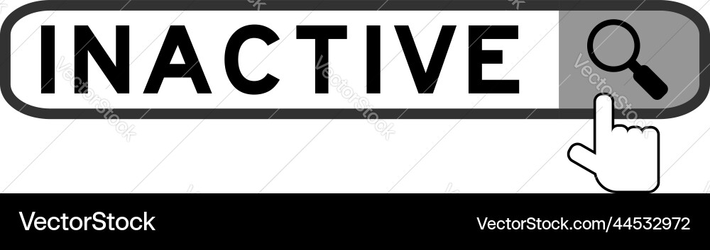Search banner in word inactive with hand over Vector Image