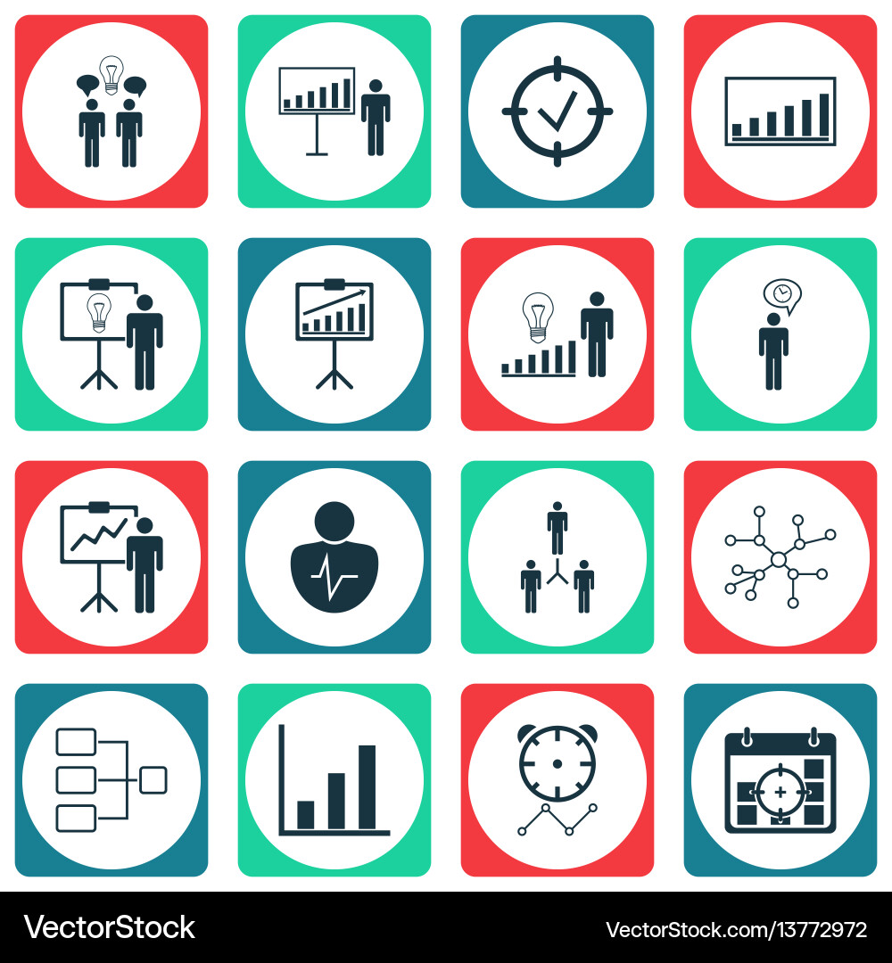 Set of 16 executive icons includes personal Vector Image