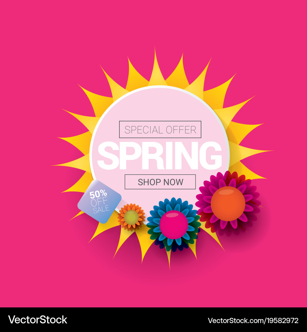 Spring sale design template banner or tag Vector Image