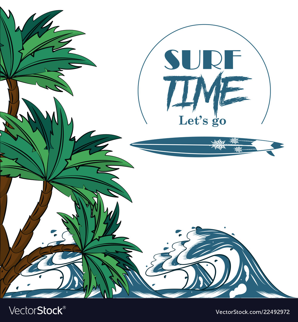 Surf time theme poster Royalty Free Vector Image