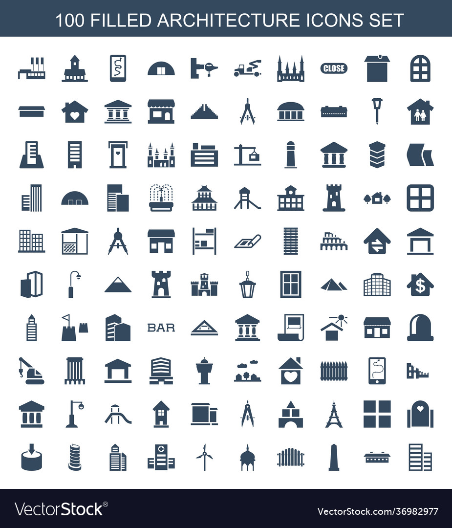 Architecture icons Royalty Free Vector Image - VectorStock