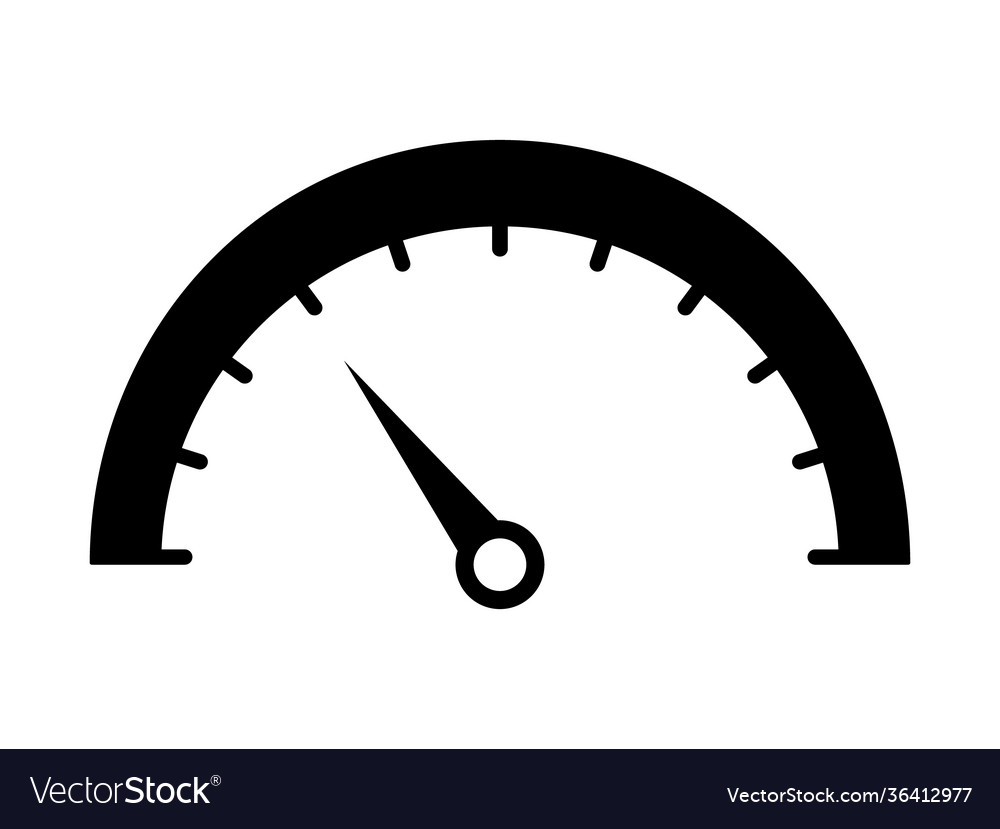 Black semicircle speedometer with arrow icon Vector Image