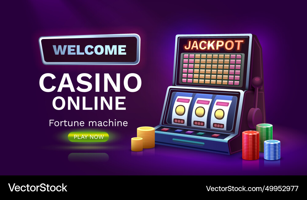 Casino slots machine winner jackpot fortune Vector Image