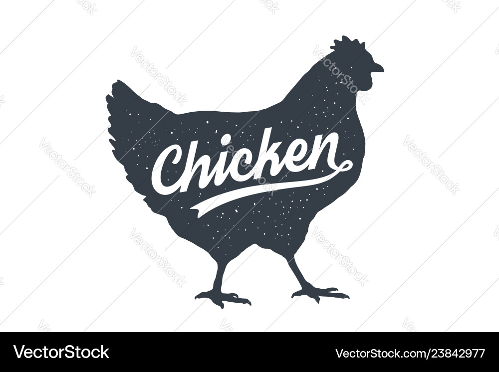 Chicken hen poultry lettering vintage Royalty Free Vector