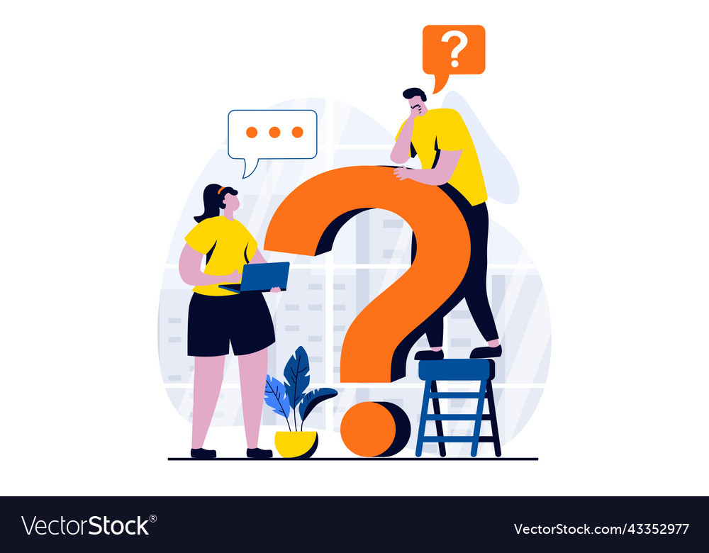 Finding solution concept with people scene in flat Finding solution concept with people scene in flat