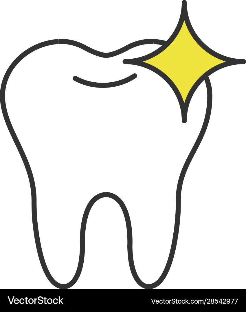 Healthy shining tooth color icon Royalty Free Vector Image