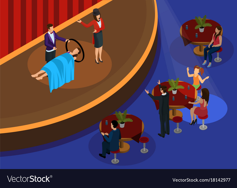 Isometric magic performance template Royalty Free Vector